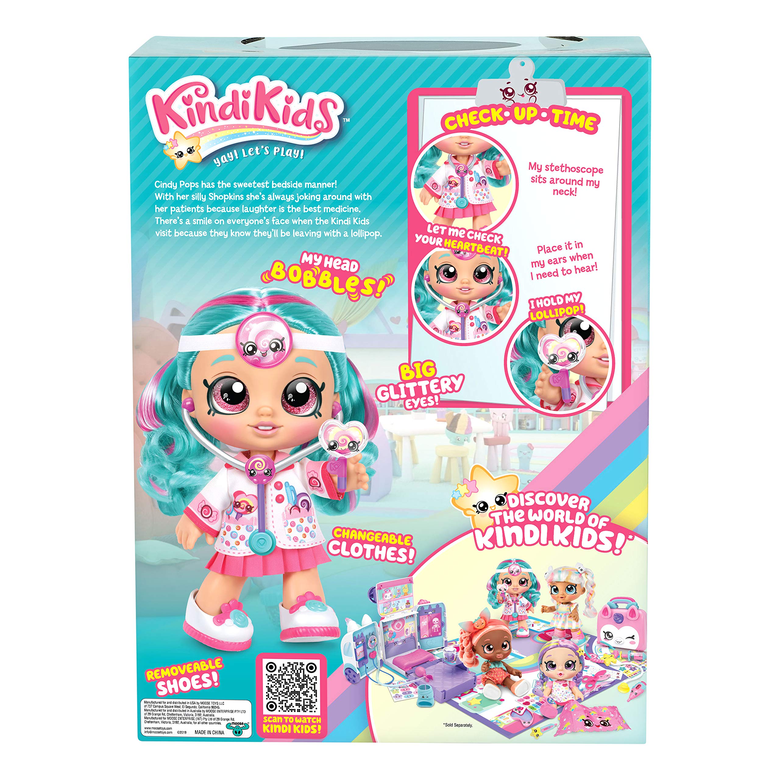 Kindi Kids Fun Time 10 Inch Doll, Dr Cindy Pops with Stethoscope and Shopkins Inspired Lollipop| Changeable Clothes and Removable Shoes | for Ages 3+