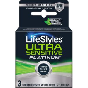 lifestyles ultra sensitive platinum latex condoms pack of 3