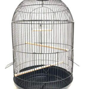 ROUND BIRD CAGE for Cockatiel Lovebird Finch Canary Aviary Budgie Parakeet (13" D x 25" H, Black)