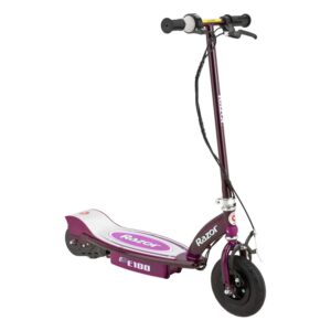 razor kids ride on 24 volt motorized rechargeable electric scooter toy with brakes and pneumatic tires for kids ages 8 and up, purple