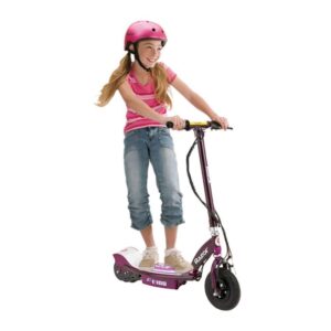 Razor Kids Ride On 24 Volt Motorized Rechargeable Electric Scooter Toy with Brakes and Pneumatic Tires for Kids Ages 8 and Up, Purple