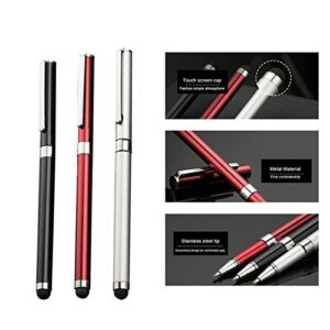 Tek Styz PRO Stylus + Pen Works for Plantronics BackBeat FIT 3101 with Custom High Sensitivity Touch and Black Ink! [3 Pack - Silver Red Black]