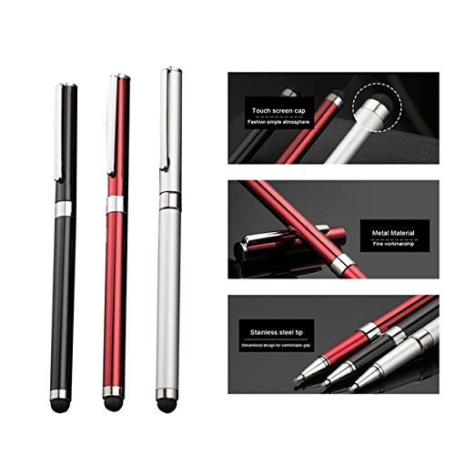 Tek Styz PRO Stylus + Pen Works for Plantronics BackBeat FIT 3101 with Custom High Sensitivity Touch and Black Ink! [3 Pack - Silver Red Black]