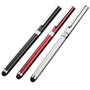 tek styz pro stylus + pen works for plantronics backbeat fit 3101 with custom high sensitivity touch and black ink! [3 pack - silver red black]