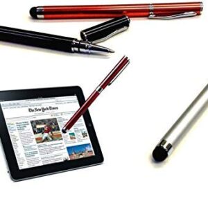 Tek Styz PRO Stylus + Pen Works for Plantronics BackBeat FIT 3101 with Custom High Sensitivity Touch and Black Ink! [3 Pack - Silver Red Black]