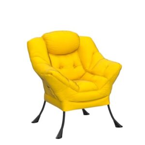 HollyHOME Modern Fabric Large Lazy Chair, Accent Oversized Comfy Reading Chair, Thick Padded Cozy Lounge Chair with Armrest, Steel Frame Leisure Sofa Chair for Living Room, Bedroom, Dorm, Yellow