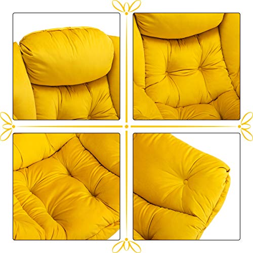 HollyHOME Modern Fabric Large Lazy Chair, Accent Oversized Comfy Reading Chair, Thick Padded Cozy Lounge Chair with Armrest, Steel Frame Leisure Sofa Chair for Living Room, Bedroom, Dorm, Yellow