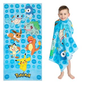 franco kids super soft cotton beach towel, 58 in x 28 in, pokemon