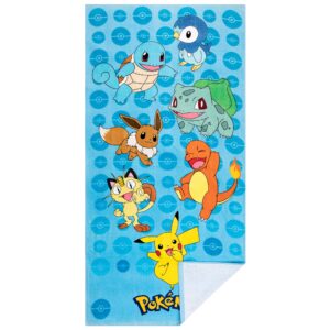 Franco Kids Super Soft Cotton Beach Towel, 58 in x 28 in, Pokemon