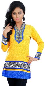 maple clothing indian tunics kurti top blouse women's india apparel (yellow, 3xl)