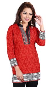 maple clothing women's kurta kurti top tunic printed from india (red, 5xl)