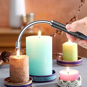 VEHHE Candle Lighter, Electric Rechargeable Arc Lighter with LED Battery Display Long Flexible Neck USB Lighter for Light Candles Gas Stoves Camping Barbecue