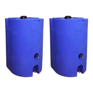 waterprepared 160 gallon unique stackable utility water tank with large cap for easy filling & 2 spigots, fits through standard doorway, blue (2 pack)