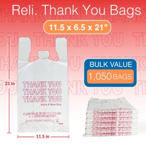 Reli. Plastic Bags Thank You (1050 Count) | White Grocery Bags, Plastic Shopping Bags with Handles