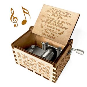 you are my sunshine music box, gift for mom from son, wood laser engraved vintage music boxes, unique best gift for mother's day, birthday/christmas (son to mom)