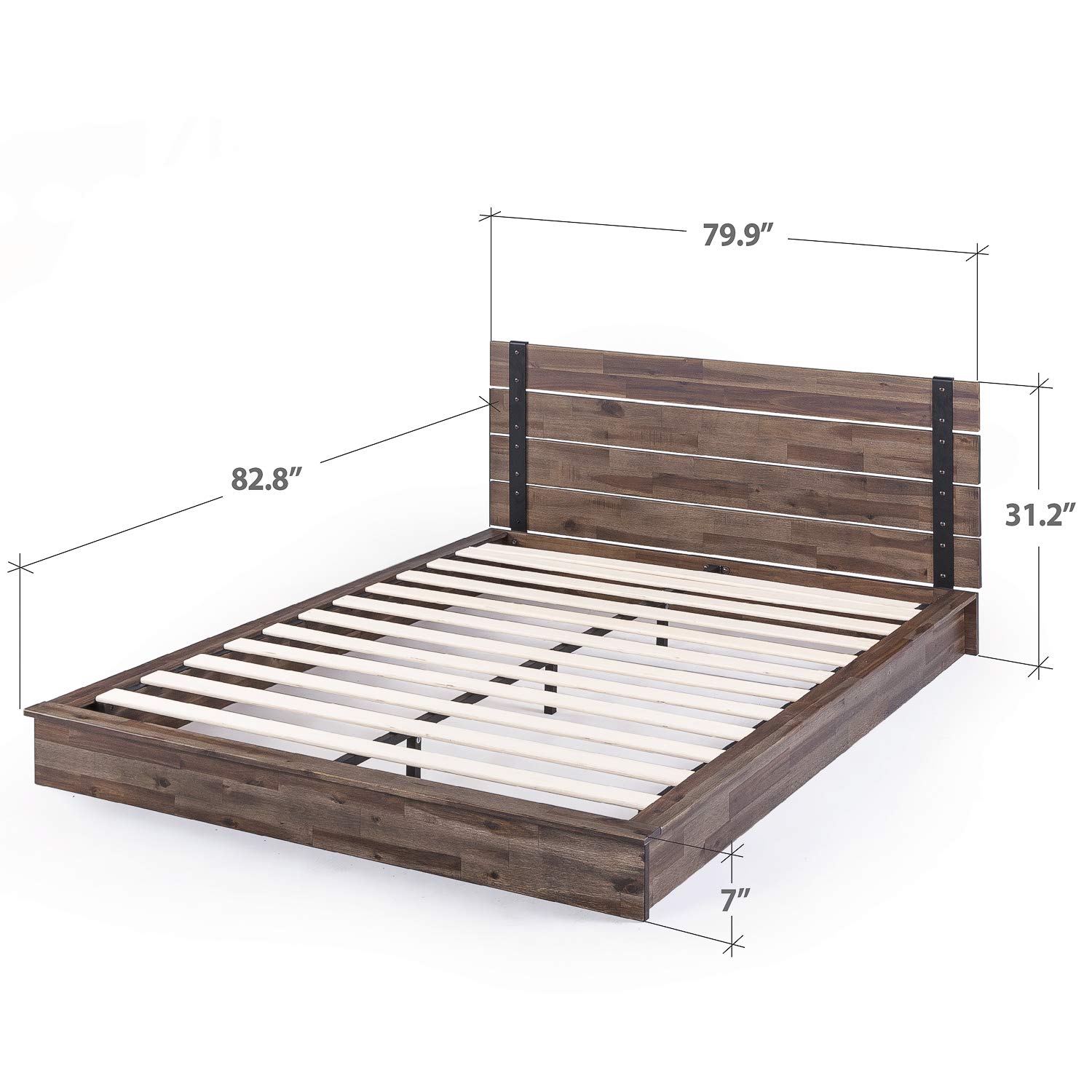 ZINUS Brock Metal and Wood Platform Bed Frame, Solid Acacia Wood Mattress Foundation, No Box Spring Needed, Easy Assembly, King