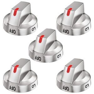 [upgraded] dg64-00473a stove knobs compatible with samsung gas range, reinforced stainless steel protection power ring, ultra durable control knobs replacement for samsung stove burner oven (5 pack)