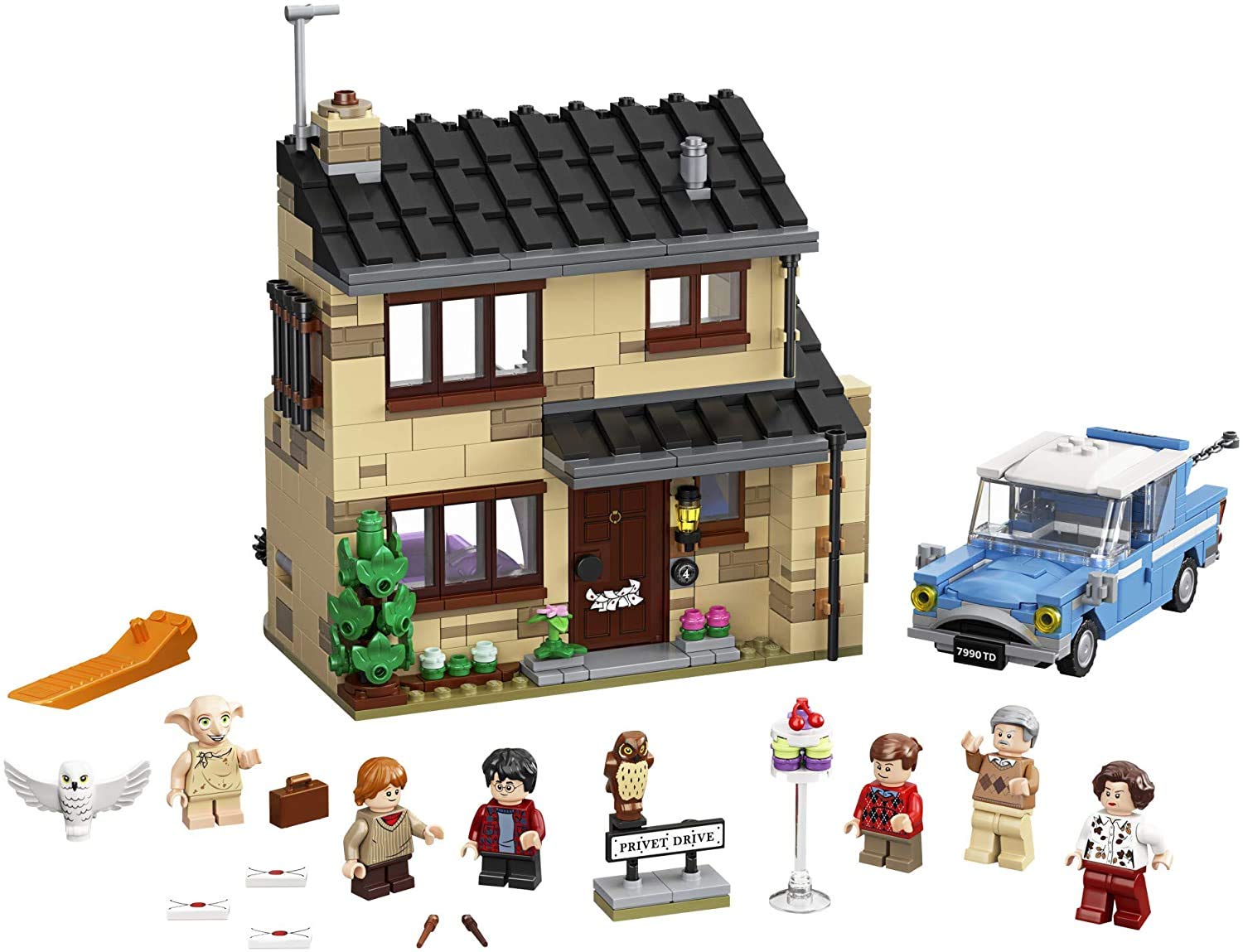 LEGO Harry Potter 4 Privet Drive 75968 House and Ford Anglia Flying Car Toy, Wizarding World Gifts for Kids, Girls & Boys with Harry Potter, Ron Weasley, Dursley Family, and Dobby Minifigures