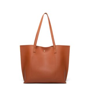 Dreubea Women's Soft Faux Leather Tote Shoulder Bag from, Big Capacity Tassel Handbag Brown New