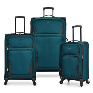 u.s. traveler aviron bay expandable softside spinner wheels, teal, 3 piece luggage