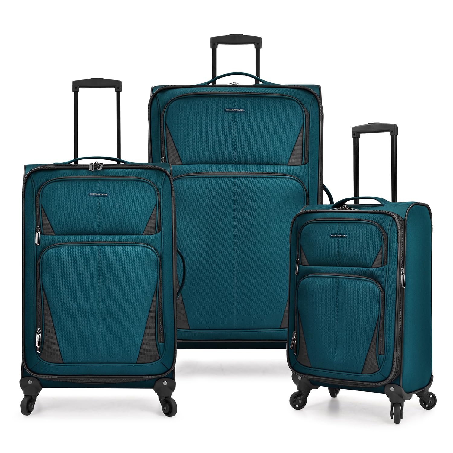 U.S. Traveler Aviron Bay Expandable Softside Spinner Wheels, Teal, 3 Piece Luggage