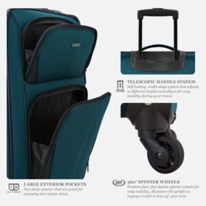 U.S. Traveler Aviron Bay Expandable Softside Spinner Wheels, Teal, 3 Piece Luggage