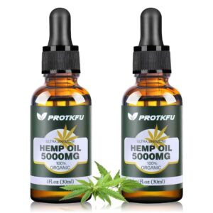 protkfu (2pack hemp oil - omega 3-6-9 oil fatty acids nutritional supplement for immune system support, focus, calm, relaxation, and mood enhancement - organic, vegan, non-gmo