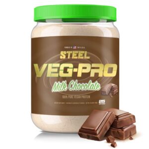 steel supplements veg-pro | vegan protein powder, milk chocolate | 25 servings (1.65lbs) | organic protein powder with bcaa amino acid | gluten free | non dairy | low carb formula