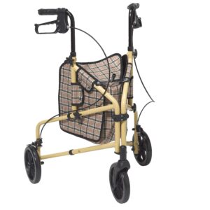 drive medical winnie lite supreme rollator walker with wheels, tan plaid