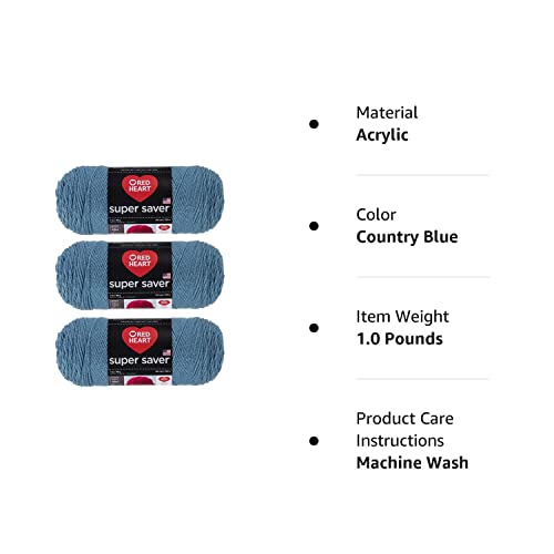 Red Heart Bulk Buy Super Saver Yarn (3-Pack) (Country Blue)