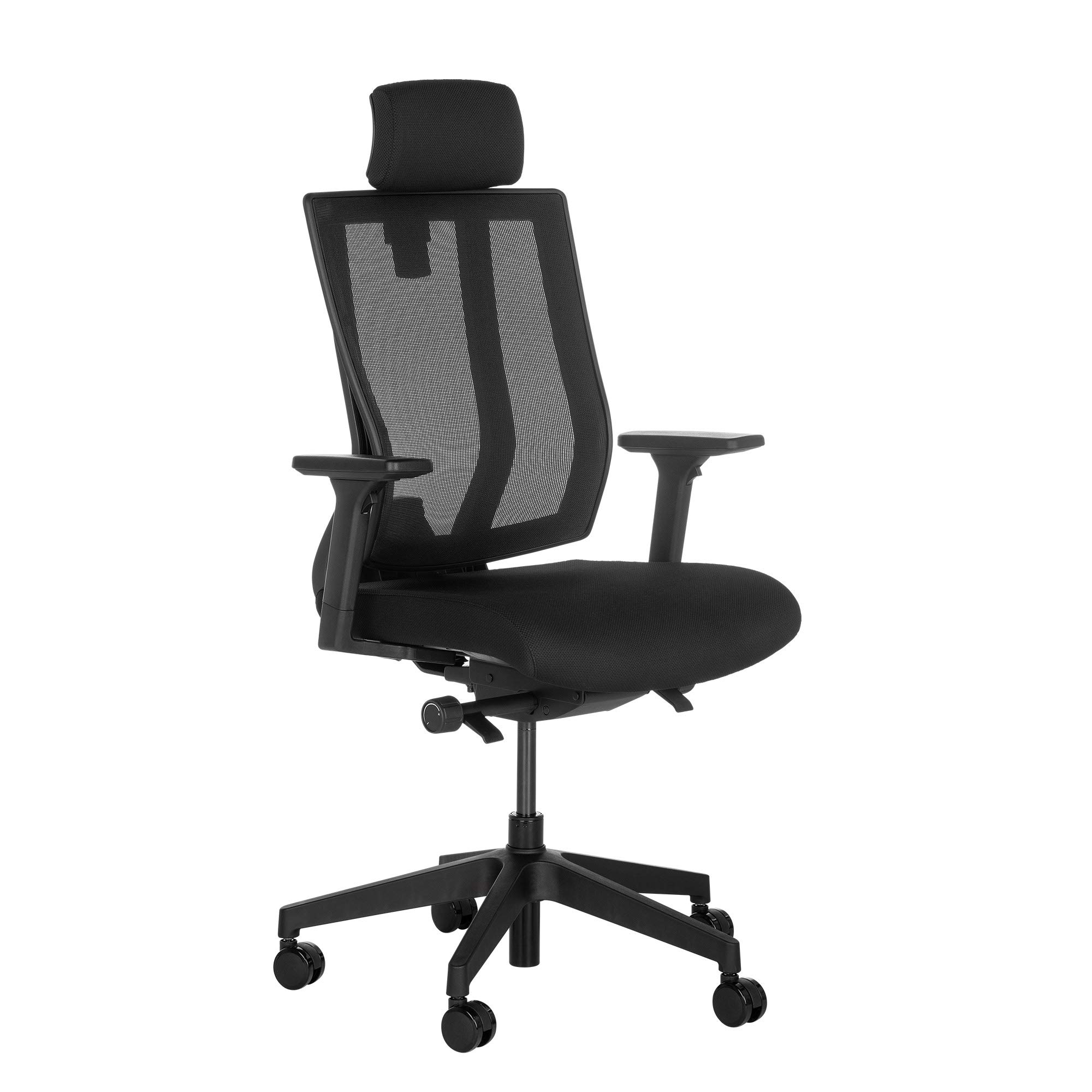 Vari Task Chair with Headrest (VariDesk) - Adjustable Height Computer Chair With Armrests & Casters - Breathable Mesh Desk Chair w/Maximum Lumbar Support - Easy Assembly Ergonomic Office Chair (Black)