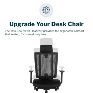 Vari Task Chair with Headrest (VariDesk) - Adjustable Height Computer Chair With Armrests & Casters - Breathable Mesh Desk Chair w/Maximum Lumbar Support - Easy Assembly Ergonomic Office Chair (Black)