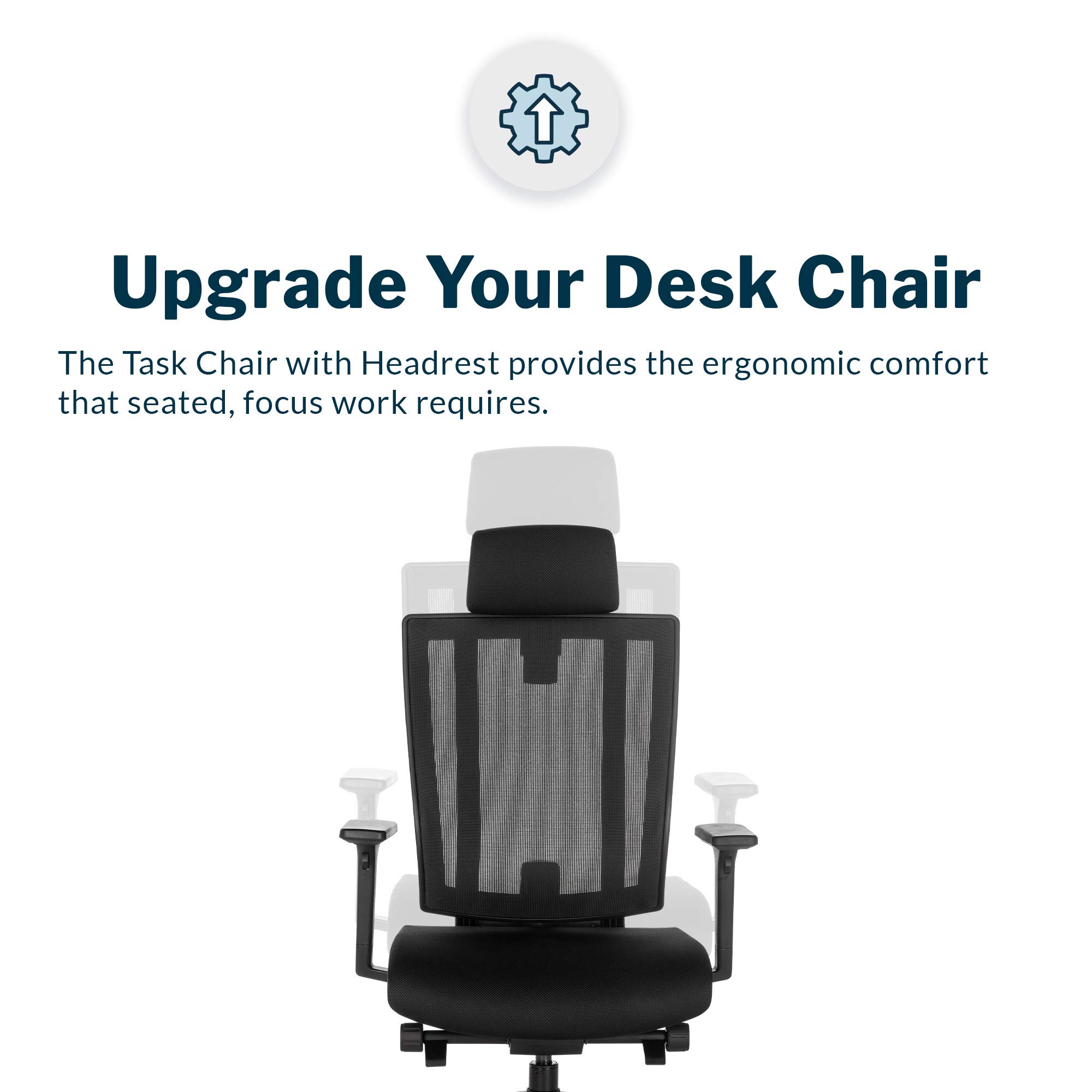 Vari Task Chair with Headrest (VariDesk) - Adjustable Height Computer Chair With Armrests & Casters - Breathable Mesh Desk Chair w/Maximum Lumbar Support - Easy Assembly Ergonomic Office Chair (Black)