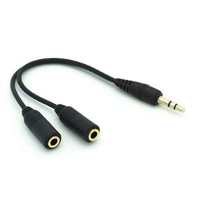 headphones splitter 3.5mm earphone adapter dual headset port for droid turbo phone, audio jack adaptor compatible with motorola droid turbo