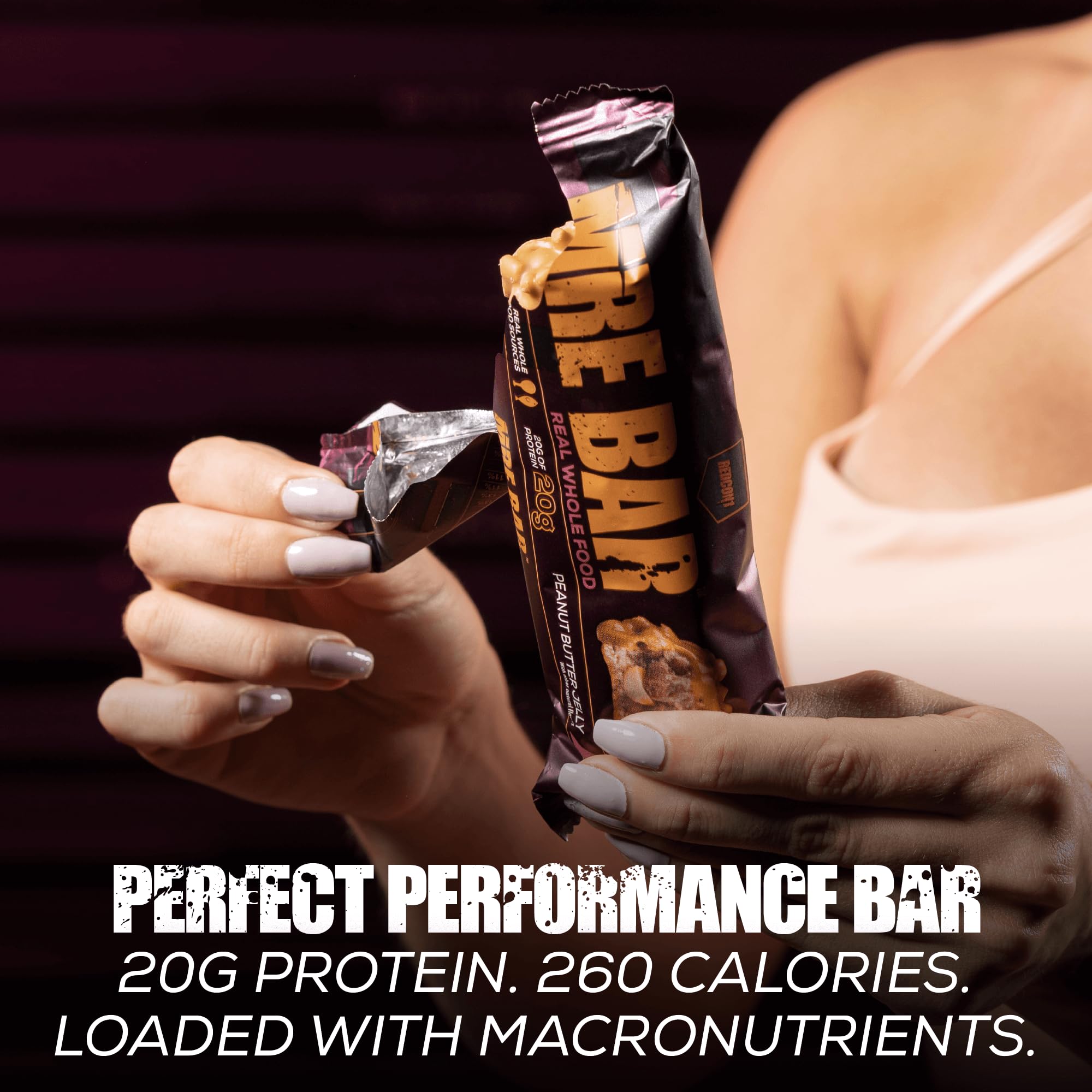 REDCON1 MRE Protein Bar, Chocolate Chip Cookie Dough - Contains MCT Oil + 20g of Whole Food Protein - Easily Digestible, Macro Balanced Low Sugar Meal Replacement Bar (12 Bars)