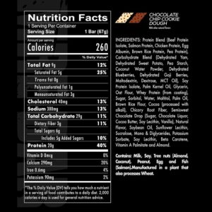 REDCON1 MRE Protein Bar, Chocolate Chip Cookie Dough - Contains MCT Oil + 20g of Whole Food Protein - Easily Digestible, Macro Balanced Low Sugar Meal Replacement Bar (12 Bars)