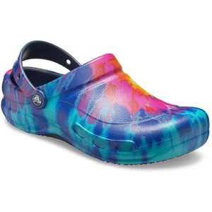 Crocs Unisex Bistro Graphic Clogs, Slip Resistant Work Shoes, Tie Dye/Navy, 12 US Men