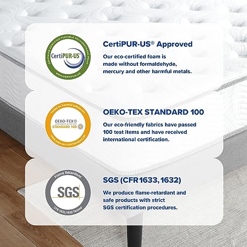 Olee Sleep Twin Mattress, 10 Inch Plush Cloud Hybrid Mattress, Gel Infused Memory Foam, Pocket Spring for Support and Pressure Relief, CertiPUR-US Certified, Bed-in-a-Box, Soft, Twin Size