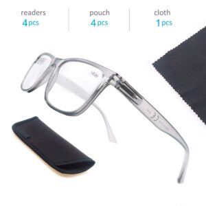 OLOMEE Reading Glasses 1.5 Oversized Large Square Men Readers 4 Pack,Lightweight Cheaters Glasses W/Comfortable Spring Hinges