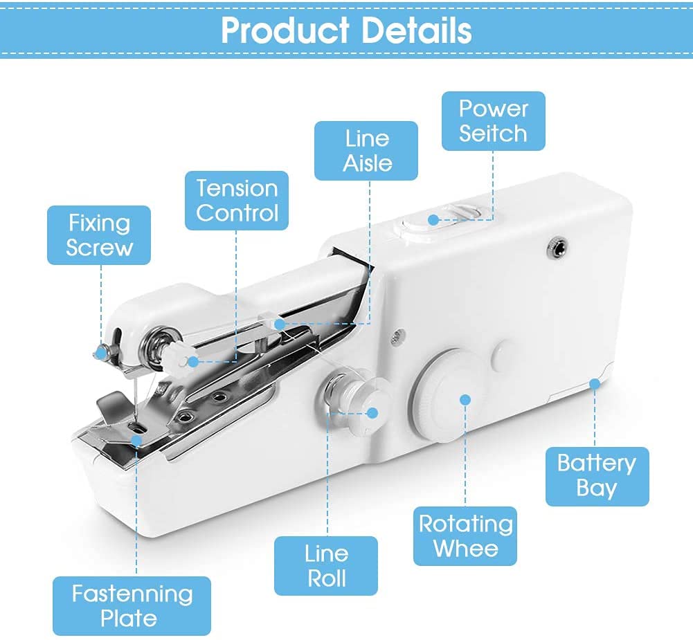 Estink Handheld Sewing Machine Mini Portable Quick Repairing Cordless Sewing Machine for DIY Multifunctional Single Stitch Sewing Machine