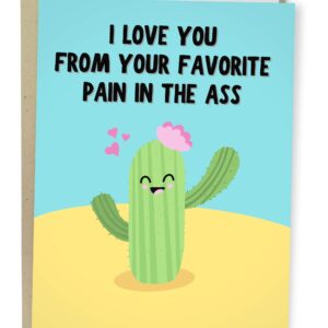 Sleazy Greetings Funny Mothers Day Card | Cute Happy Birthday Card For Mom Dad From Daughter Son | Adult Dirty Humorous Mother’s Day or Father's Day Appreciation Card | Favorite Pain Cactus Card