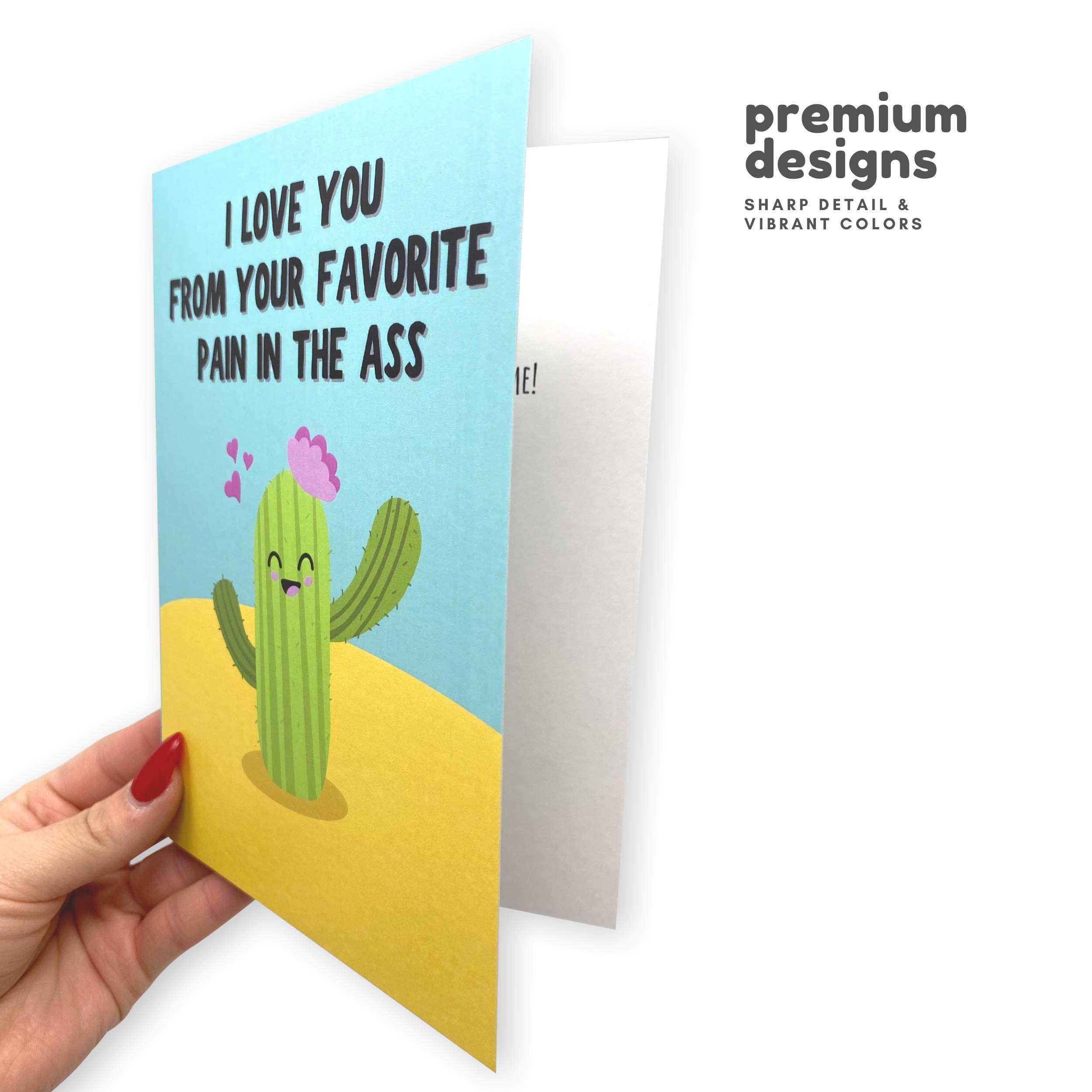 Sleazy Greetings Funny Mothers Day Card | Cute Happy Birthday Card For Mom Dad From Daughter Son | Adult Dirty Humorous Mother’s Day or Father's Day Appreciation Card | Favorite Pain Cactus Card