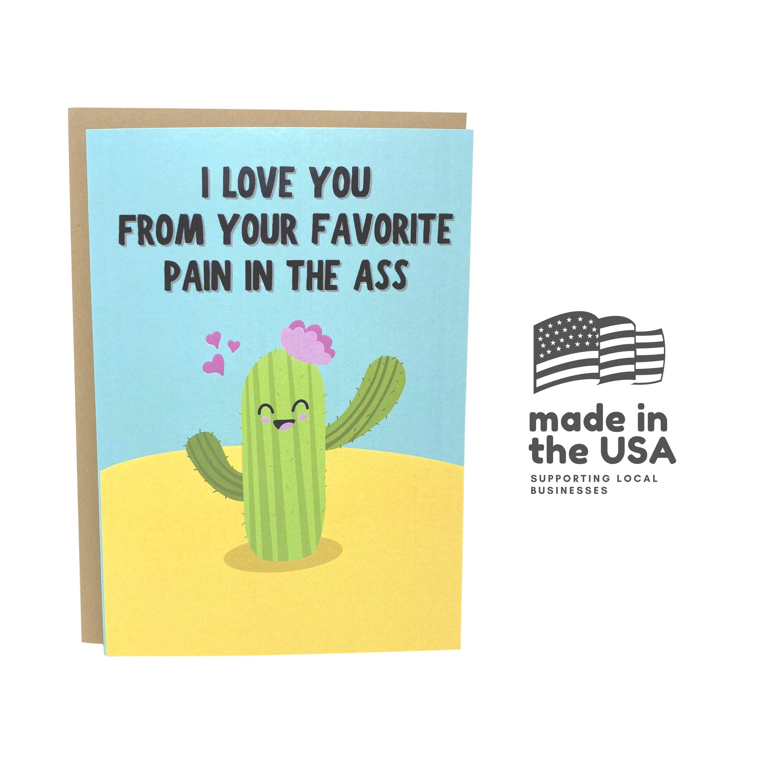 Sleazy Greetings Funny Mothers Day Card | Cute Happy Birthday Card For Mom Dad From Daughter Son | Adult Dirty Humorous Mother’s Day or Father's Day Appreciation Card | Favorite Pain Cactus Card