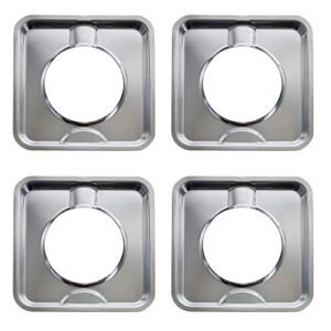 kitchen basics 101 made in the usa sgp-400 4 pack chrome square gas range drip pan directly replaces 786333, ap6011553, ps11744751, wp786333