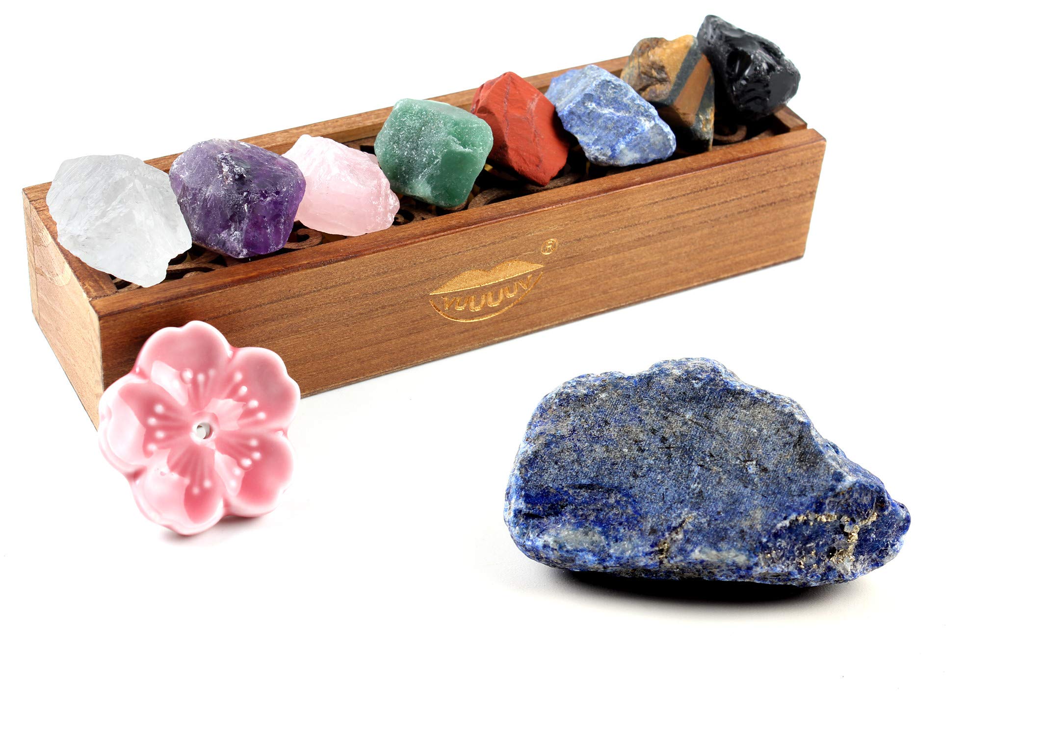 vuUUuv Chakra Stones Set -Natural Rough Raw Stone Reiki Healing Crystals for Healing, Meditation, Chakra Balance or Ritual（ Rough*8 pcs）