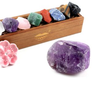 vuUUuv Chakra Stones Set -Natural Rough Raw Stone Reiki Healing Crystals for Healing, Meditation, Chakra Balance or Ritual（ Rough*8 pcs）