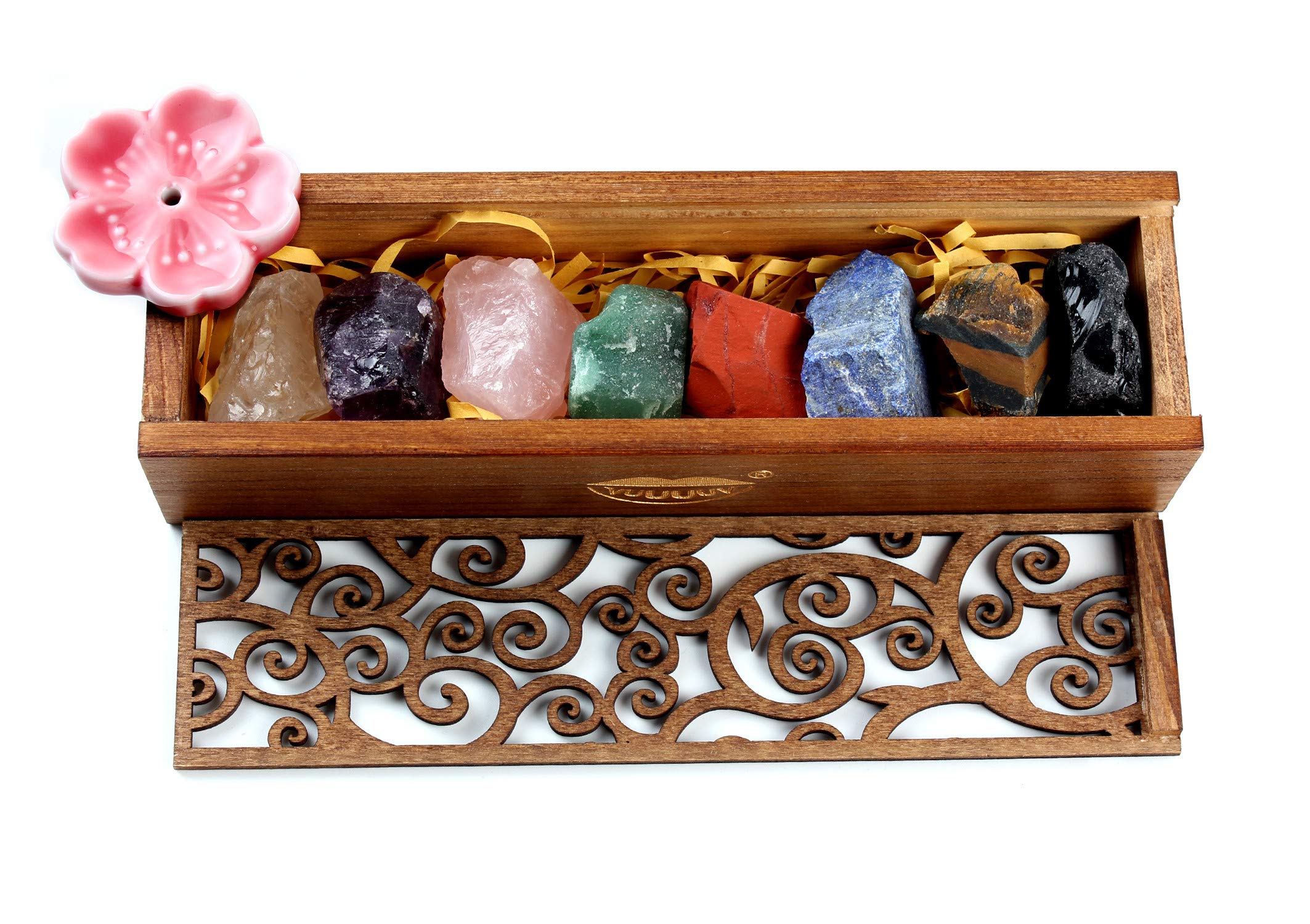 vuUUuv Chakra Stones Set -Natural Rough Raw Stone Reiki Healing Crystals for Healing, Meditation, Chakra Balance or Ritual（ Rough*8 pcs）