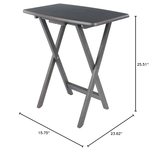 WINSOME Dorian Oversized Snack Table Set, Oyster Gray (Brown Base) (replace color may vary)., 23.62 x 15.75 x 25.51, 5pc