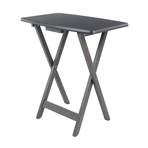 WINSOME Dorian Oversized Snack Table Set, Oyster Gray (Brown Base) (replace color may vary)., 23.62 x 15.75 x 25.51, 5pc