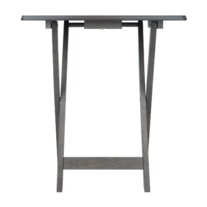 WINSOME Dorian Oversized Snack Table Set, Oyster Gray (Brown Base) (replace color may vary)., 23.62 x 15.75 x 25.51, 5pc